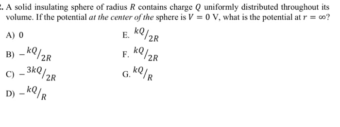 Solved . A solid insulating sphere of radius R contains | Chegg.com