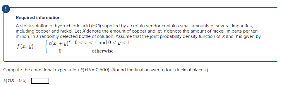 Solved Required information A stock solution of hydrochloric | Chegg.com