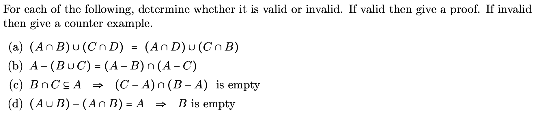 Solved For each of the following, determine whether it is | Chegg.com