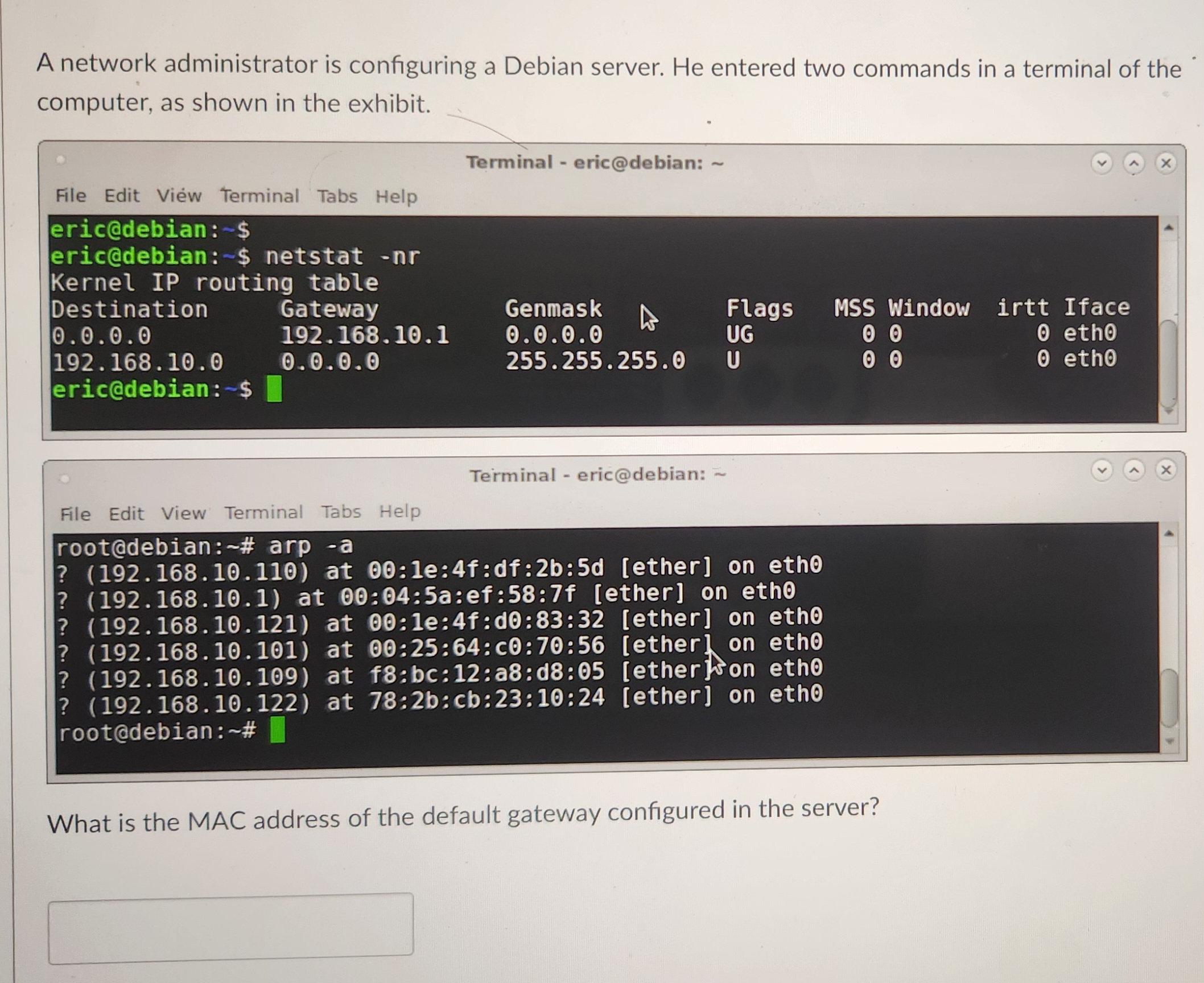 Solved A network administrator is configuring a Debian | Chegg.com