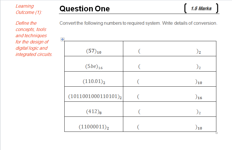 Solved Convert the following numbers to required system. | Chegg.com