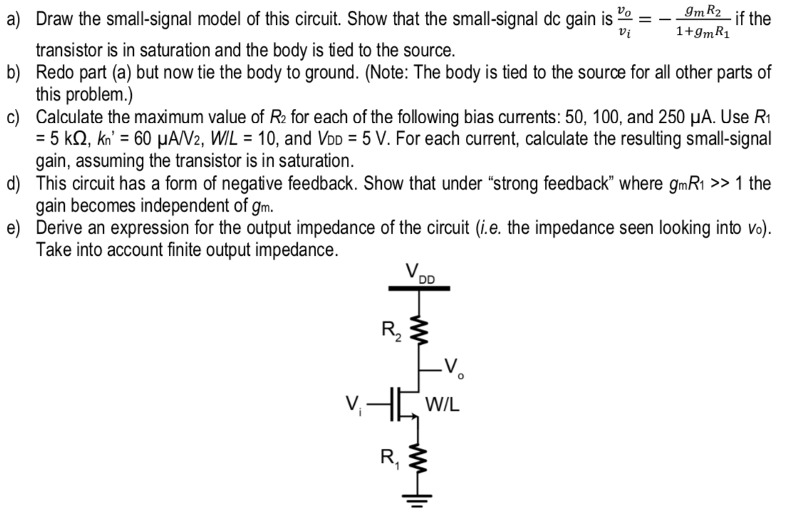 Solved Im R2 if the a) Draw the small-signal model of this | Chegg.com