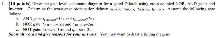Solved 1. (10 points) Draw the gate level schematic diagram | Chegg.com