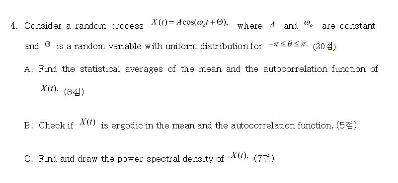 Solved Consider a random process X(t)=Acos(ωot+Θ), where A | Chegg.com