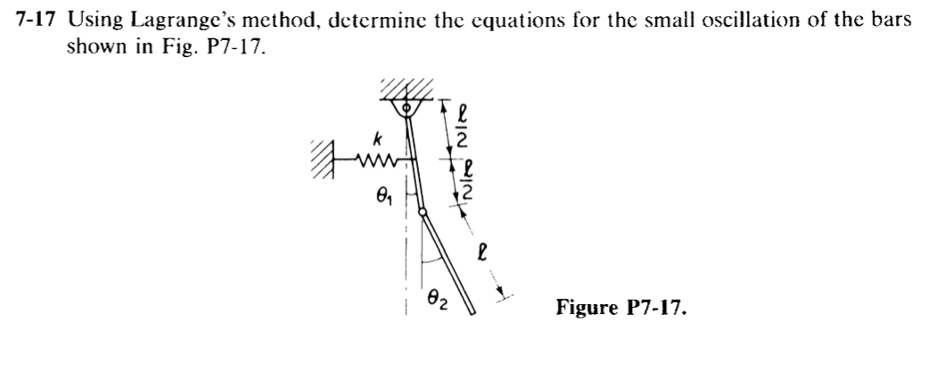 Solved 7-17 Using Lagrange's method, determine the equations | Chegg.com
