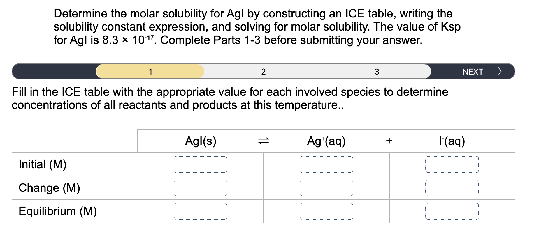 Solved Determine the molar solubility for Agl by | Chegg.com