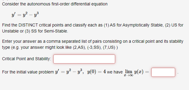 Solved Consider the autonomous first-order differential | Chegg.com