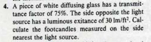 Solved 4. A piece of white diffusing glass has a transmit- | Chegg.com