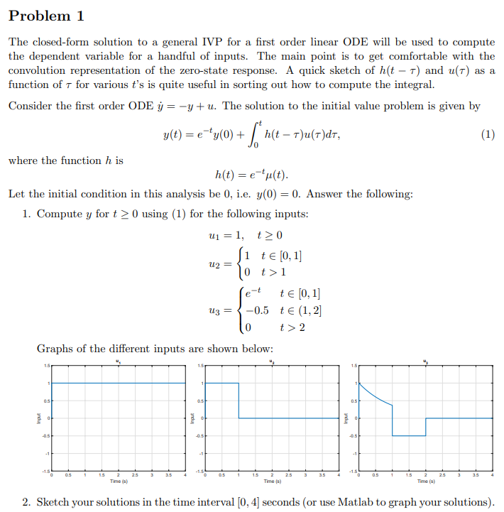 Problem 1 The closed-form solution to a general IVP | Chegg.com