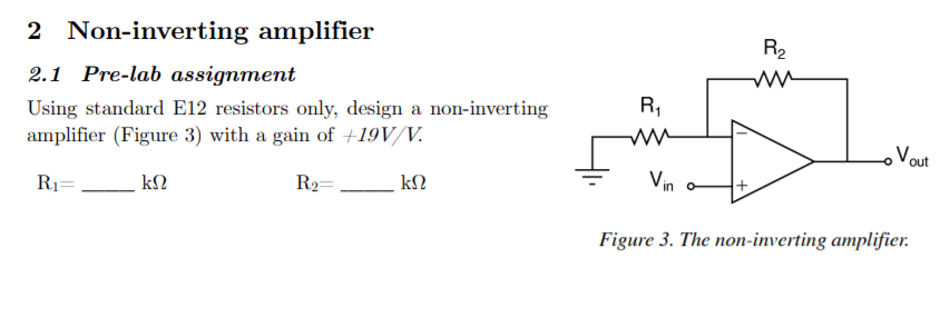 Solved 2 Non-inverting amplifier 2.1 Pre-lab assignment | Chegg.com