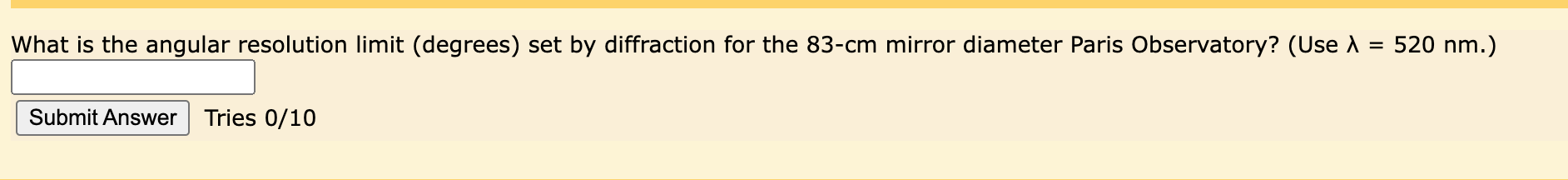 Solved What Is The Angular Resolution Limit Degrees Set By 