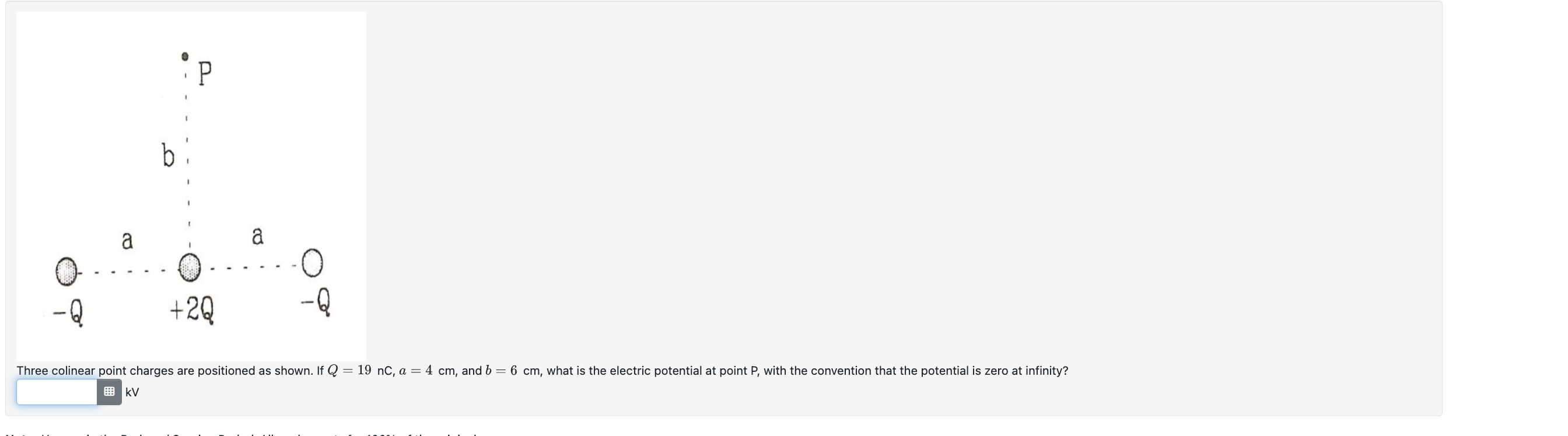 Solved Three colinear point charges are positioned as | Chegg.com