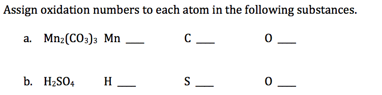Solved Assign oxidation numbers to each atom in the | Chegg.com