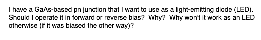 Solved I have a GaAs-based pn junction that I want to use as | Chegg.com