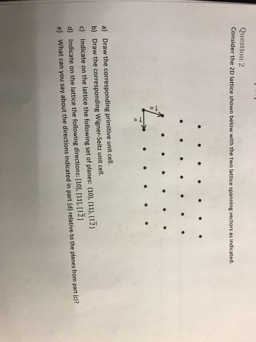 Solved Question 2 Consider the 2D lattice shown below with | Chegg.com