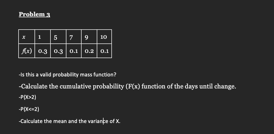 Solved Problem 3-Is this a valid probability mass | Chegg.com