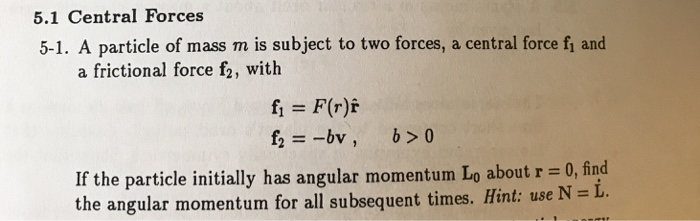 Solved 5.1 Central Forces 5-1. A particle of mass m is | Chegg.com