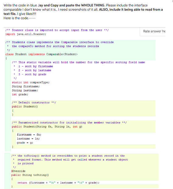 Solved /** compareTo method is overridden to sort the | Chegg.com