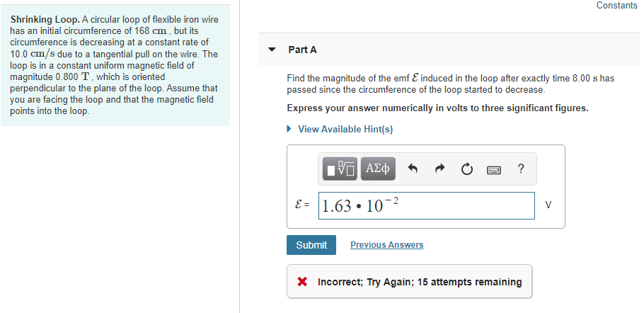 Solved Shrinking Loop. A circular loop of flexible iron wire | Chegg.com