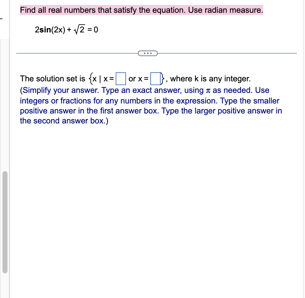 Solved Find all real numbers that satisfy the equation. Use | Chegg.com