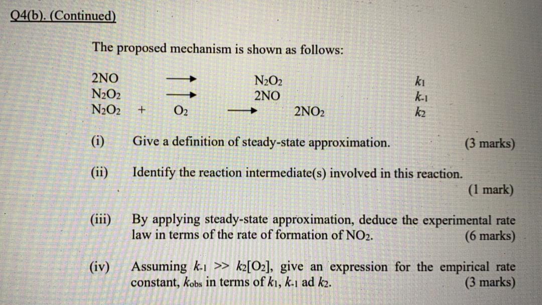 Solved (b) The reaction between nitrogen monoxide and oxygen | Chegg.com