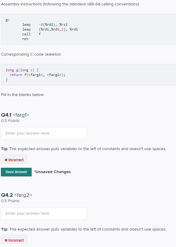 Solved Assembly instructions (following the standard x86-64 | Chegg.com