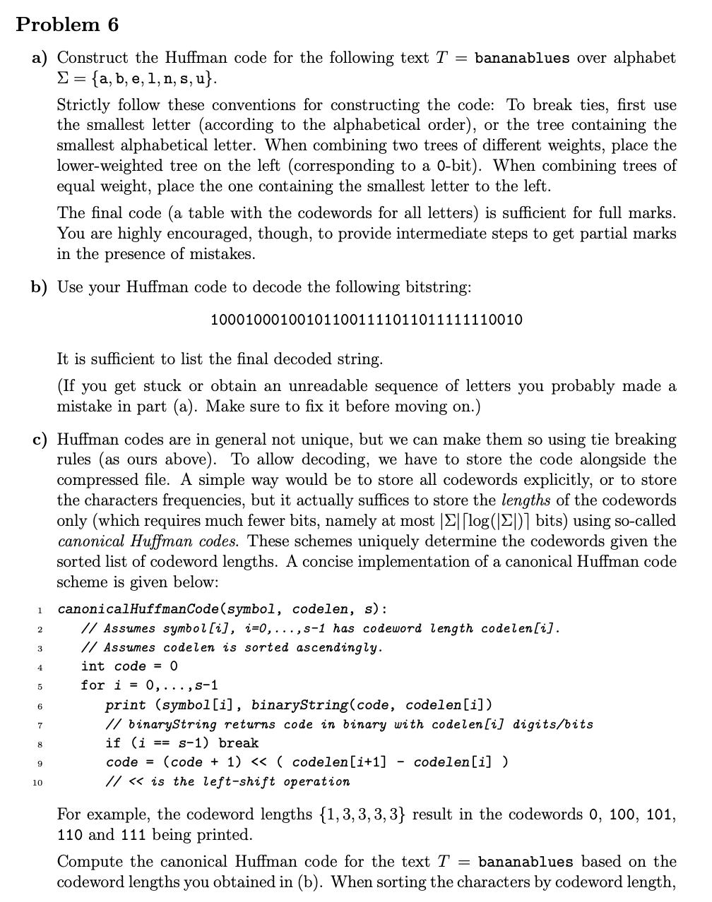 Problem 6 a) Construct the Huffman code for the | Chegg.com