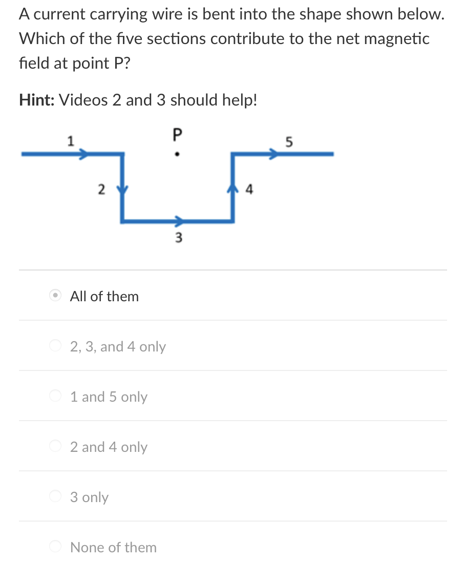 Solved A current carrying wire is bent into the shape shown | Chegg.com