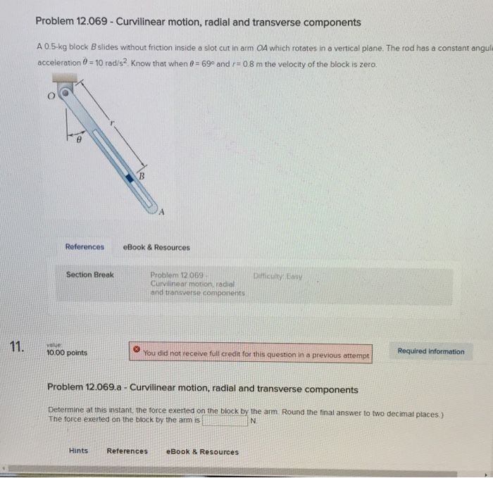 Solved A 0.5-kg block B slides without friction inside a | Chegg.com