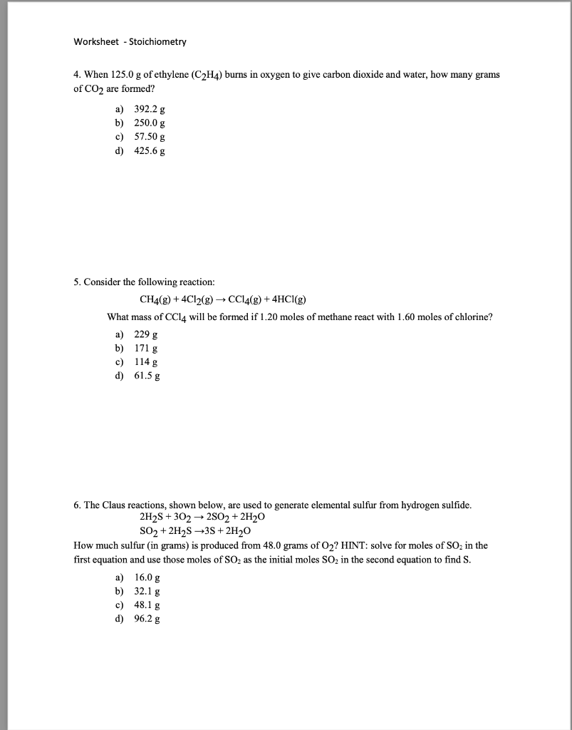 Solved CHEM 100 Name Worksheet: Compositional Stoichiometry, | Chegg.com