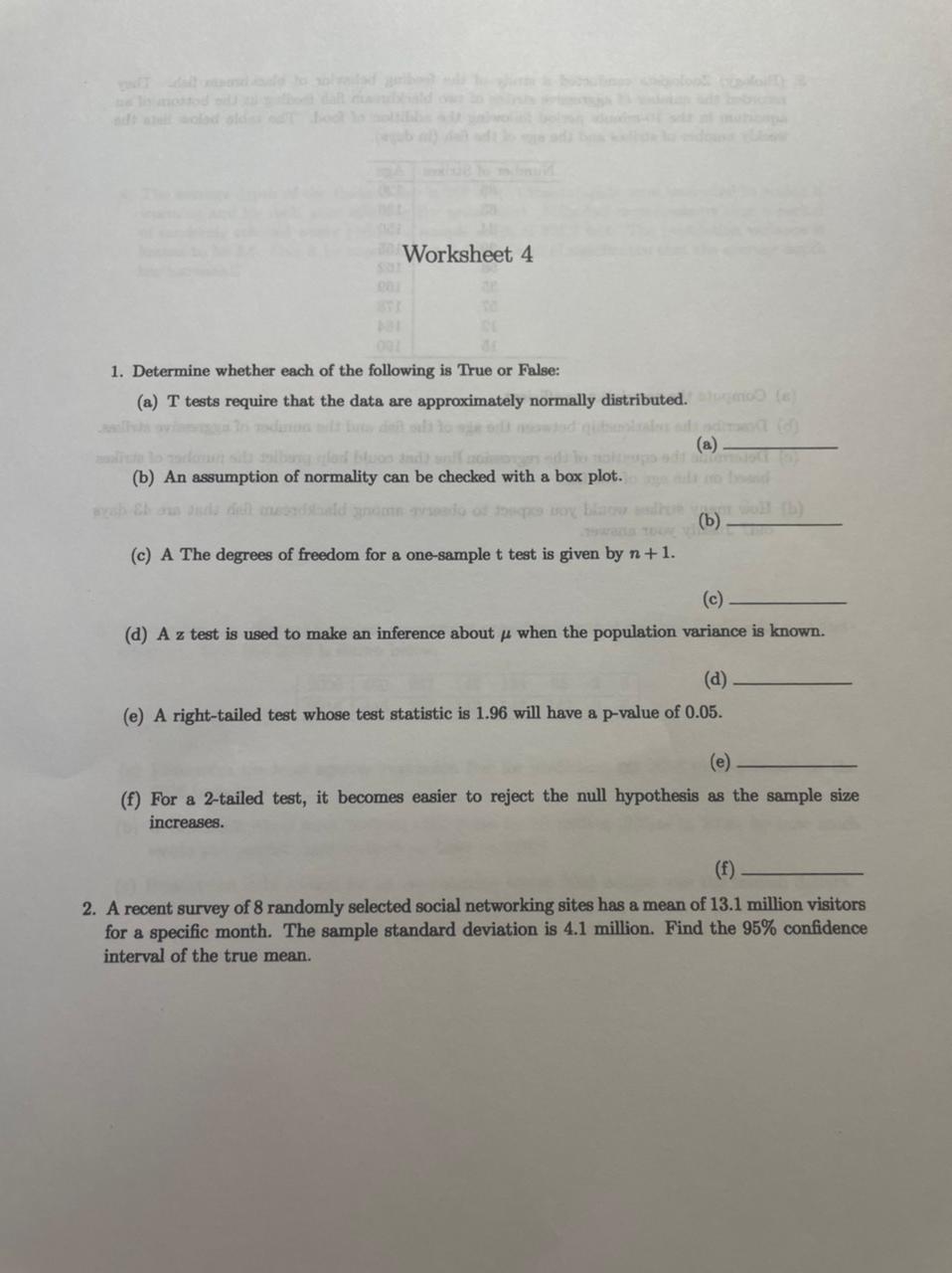 Solved 1. Determine whether each of the following is True or | Chegg.com