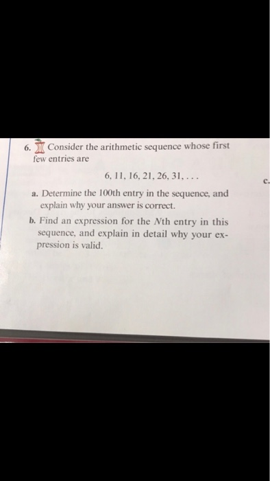 Solved 6. K Consider the arithmetic sequence whose first few | Chegg.com