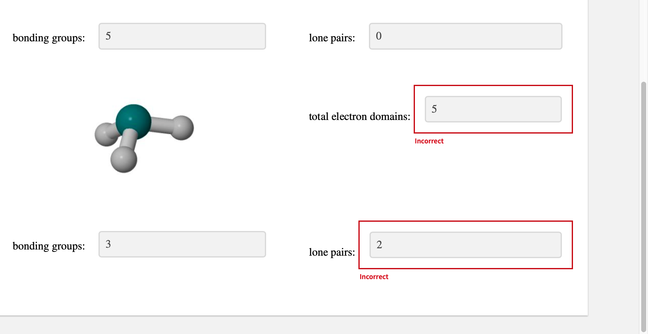 Solved bonding groups: bonding groups: lone pairs: total | Chegg.com