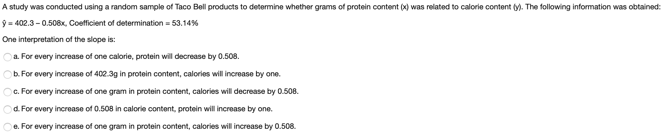 Solved A study was conducted using a random sample of Taco | Chegg.com