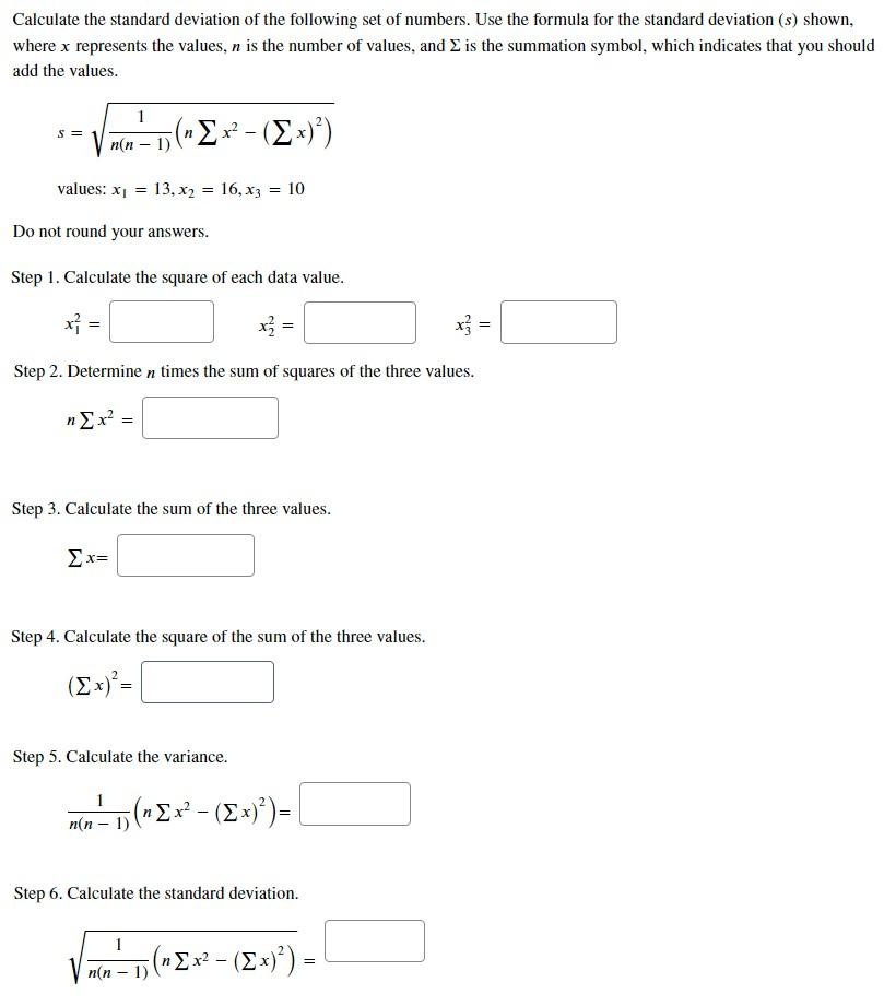 Solved Calculate the standard deviation of the following set | Chegg.com