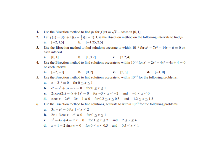 Solved 1. Use the Bisection method to find \\( p_{3} \\) for | Chegg.com