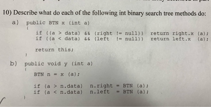 Solved 10) Describe what do each of the following int binary | Chegg.com