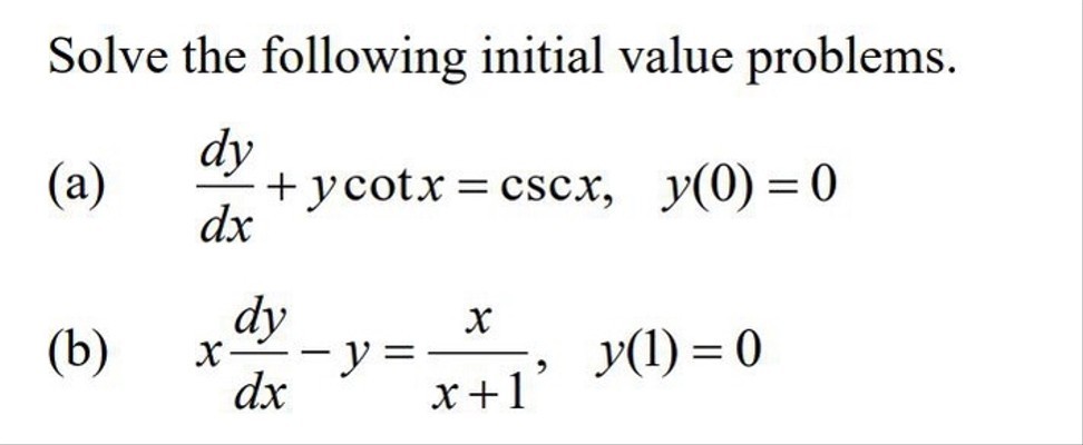 Solved Solve The Following Initial Value Problems A 2732
