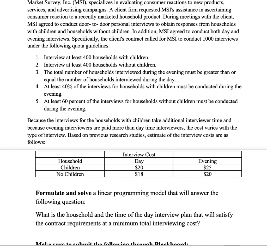 Solved Market Survey, Inc. (MSI), specializes in evaluating | Chegg.com