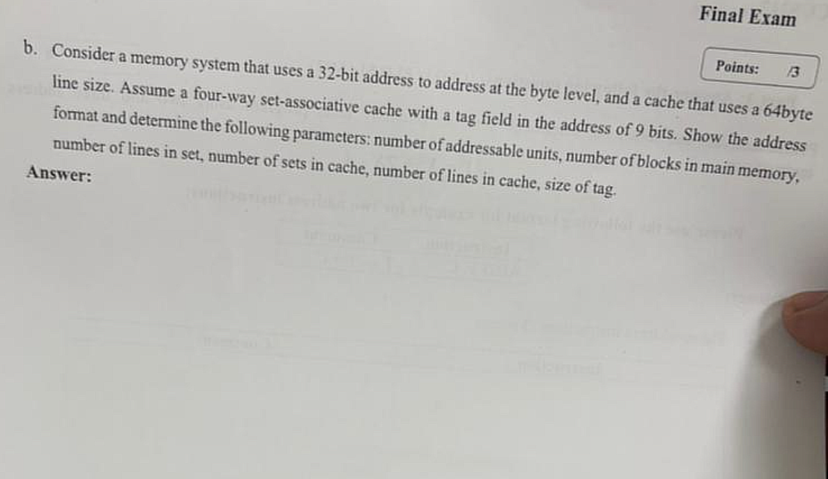 Solved b. Consider a memory system that uses a 32 -bit | Chegg.com