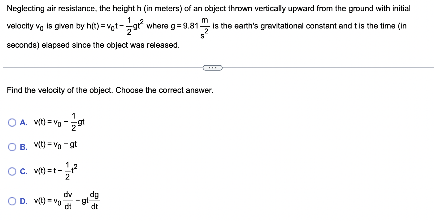 Solved Neglecting air resistance, the height h (in meters) | Chegg.com