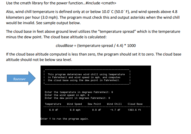 Solved C++ create meteorology program to calculate the wind | Chegg.com