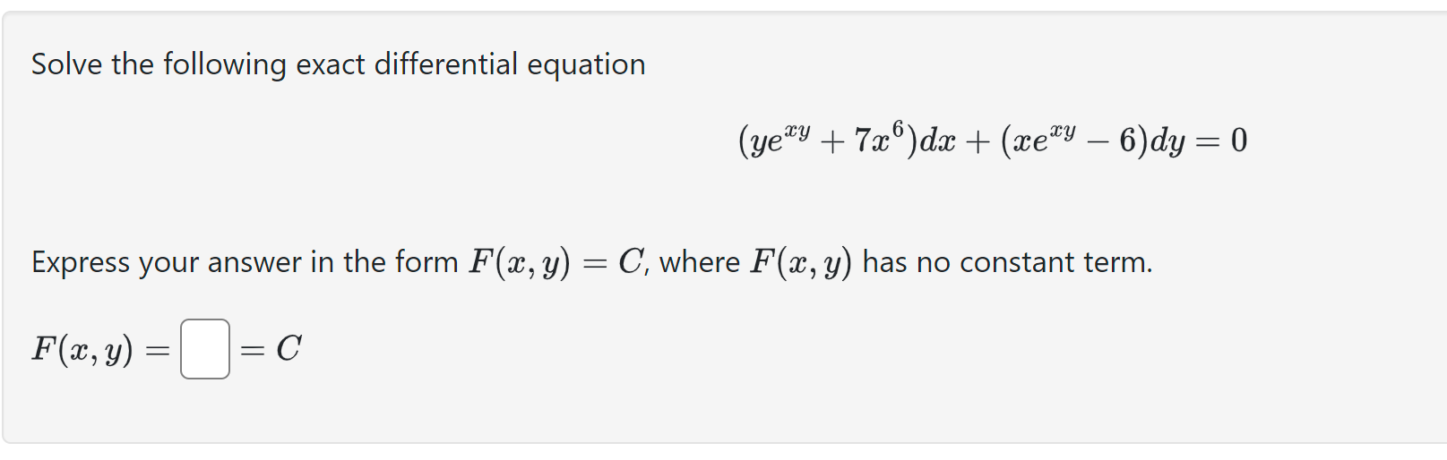 Solved Solve the following exact differential equation | Chegg.com