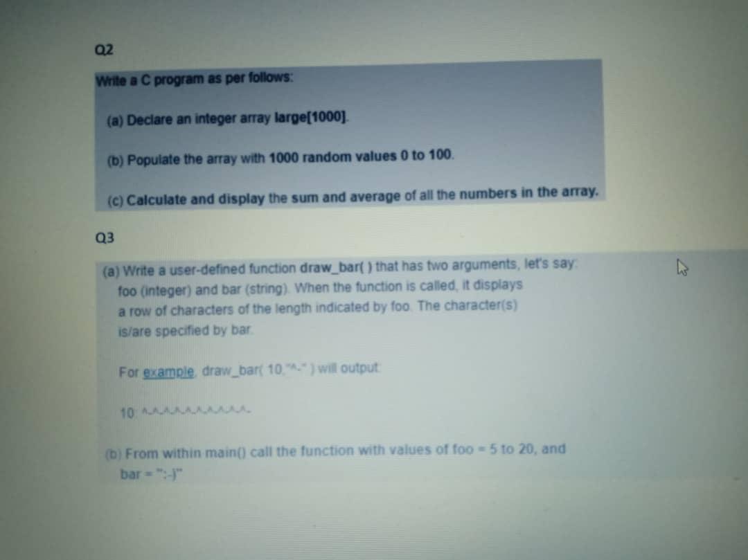 Solved Q2 Write a C program as per follows: (a) Declare an | Chegg.com