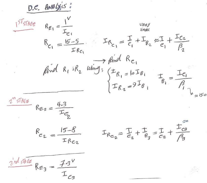 Solved For the 3-stage direct-coupled amplifier circuit | Chegg.com