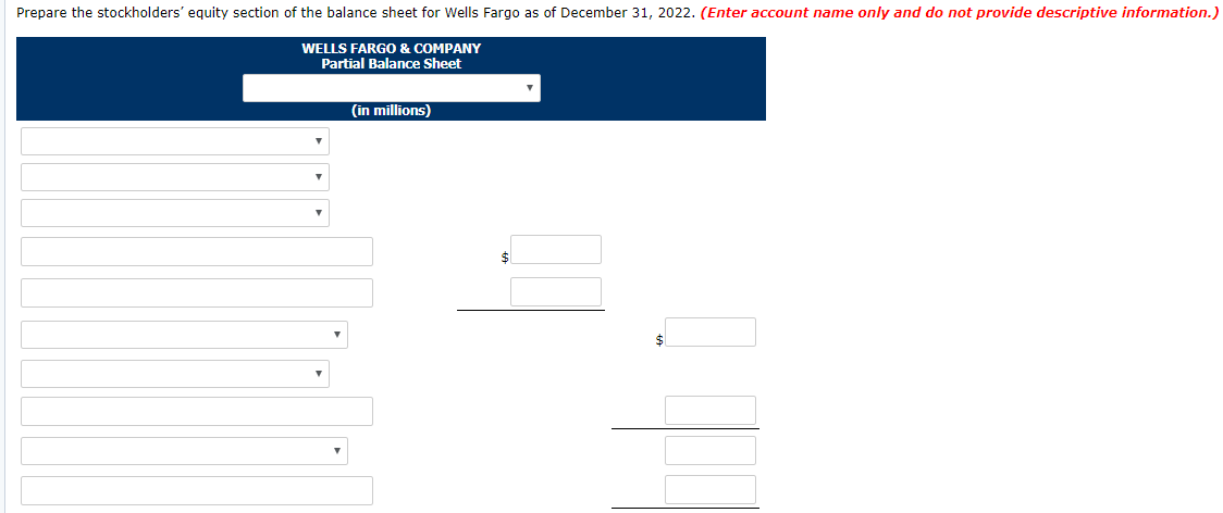 Solved Exercise 11-13 Wells Fargo & Company, headquartered | Chegg.com