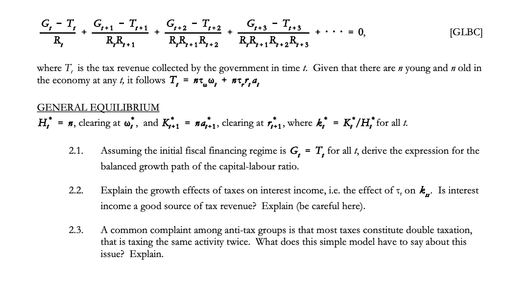 2. Proportional Taxation in a Model of Balanced | Chegg.com