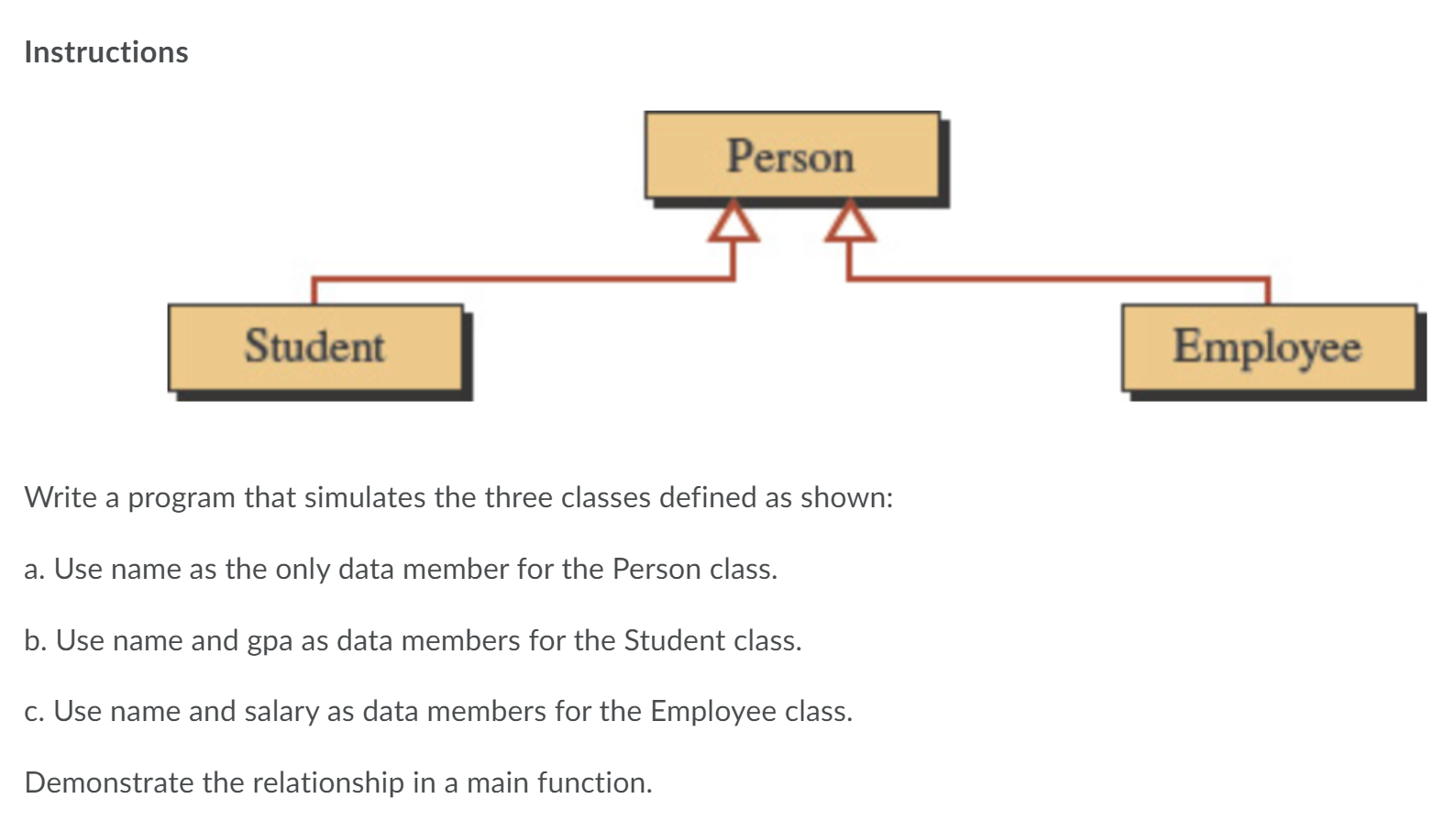 Solved Instructions Person Student Employee Write a program | Chegg.com