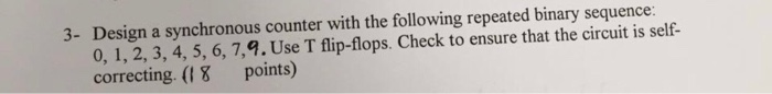 Solved 3- Design a synchronous counter with the following | Chegg.com