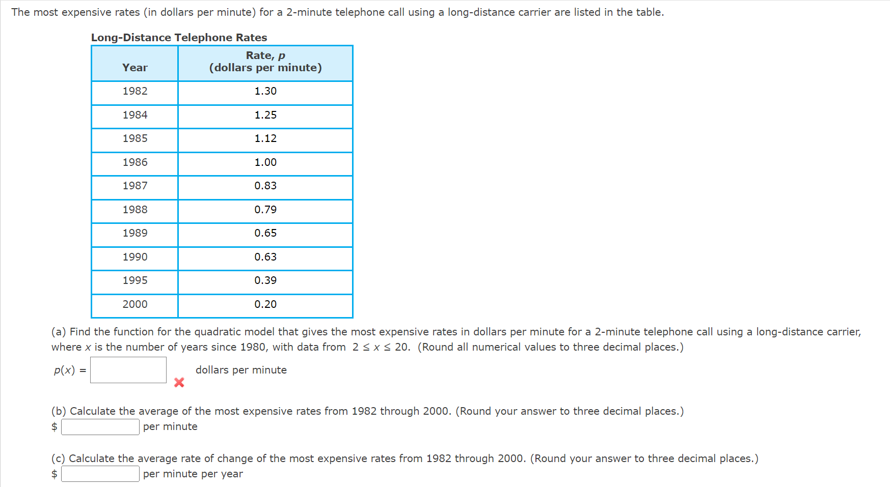 Solved (a) Find the function for the quadratic model that | Chegg.com